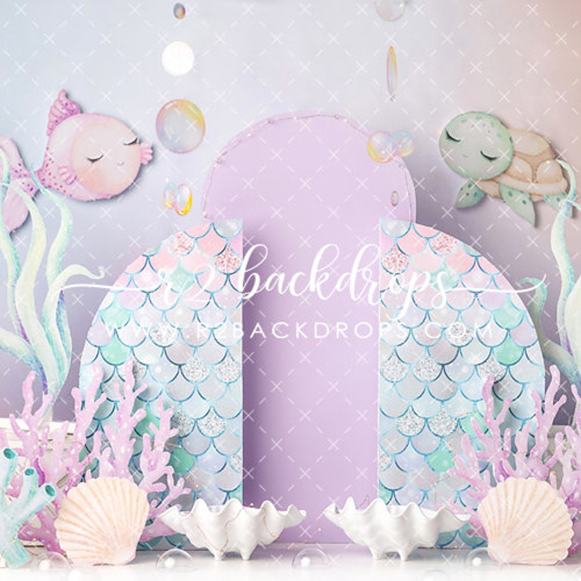 Pastel Mermaid Backdrop - Printed Photography Backdrop - Mermaid ...