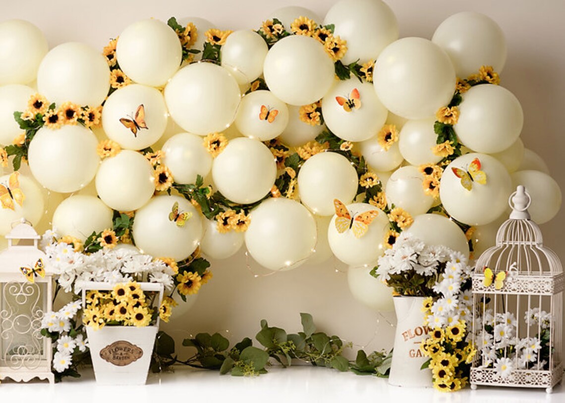 Sunflower Balloons Printed Photography Backdrop Sunflower | Etsy