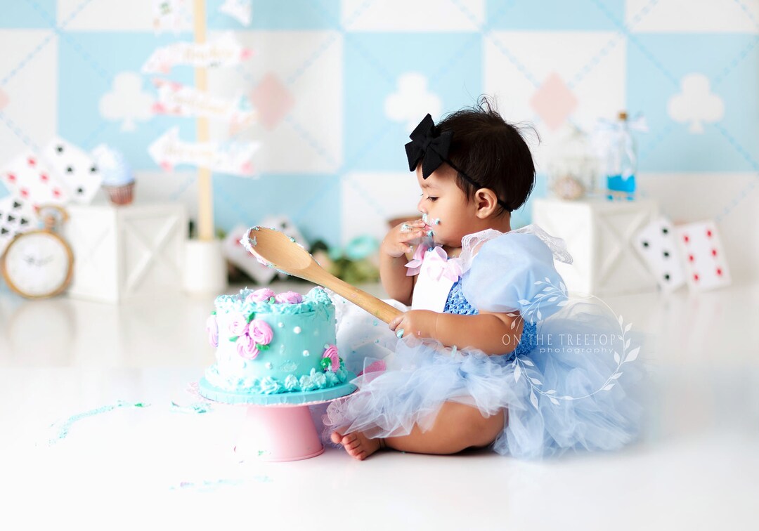 Wonderland - Printed Photography Backdrop - Alice in Onederland - Cake ...