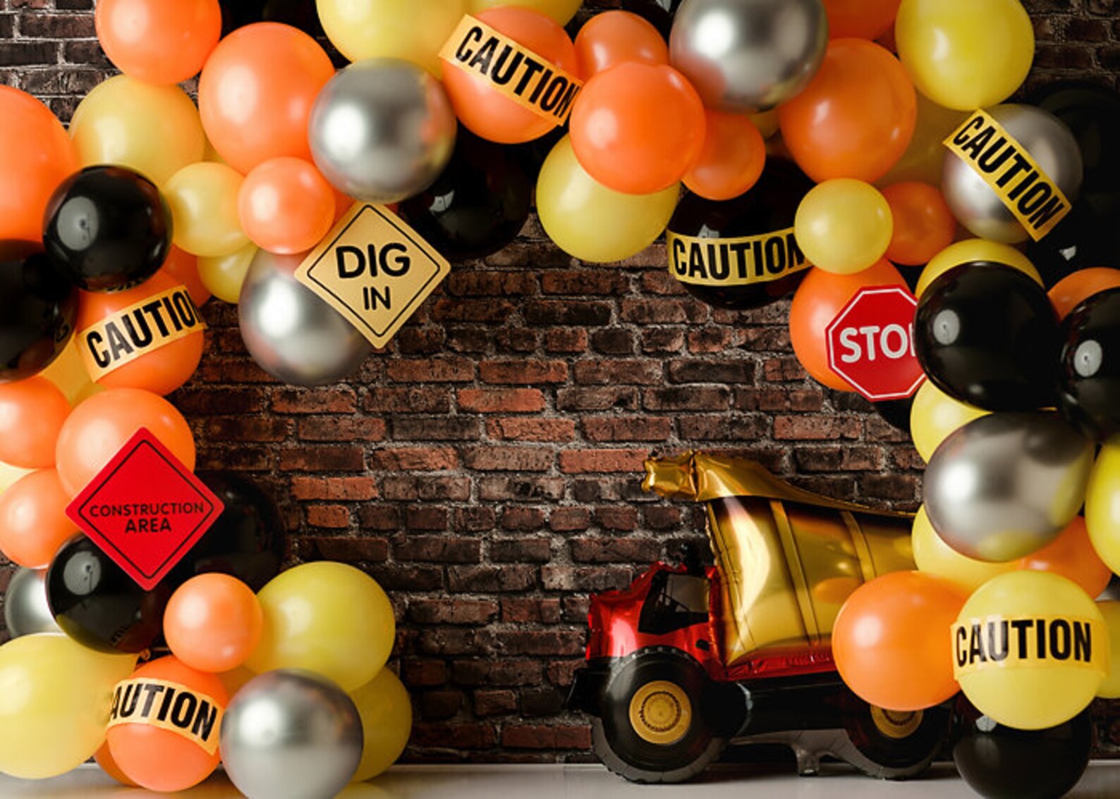 Construction - Printed Photography Backdrop - Truck Backdrop - Balloon ...