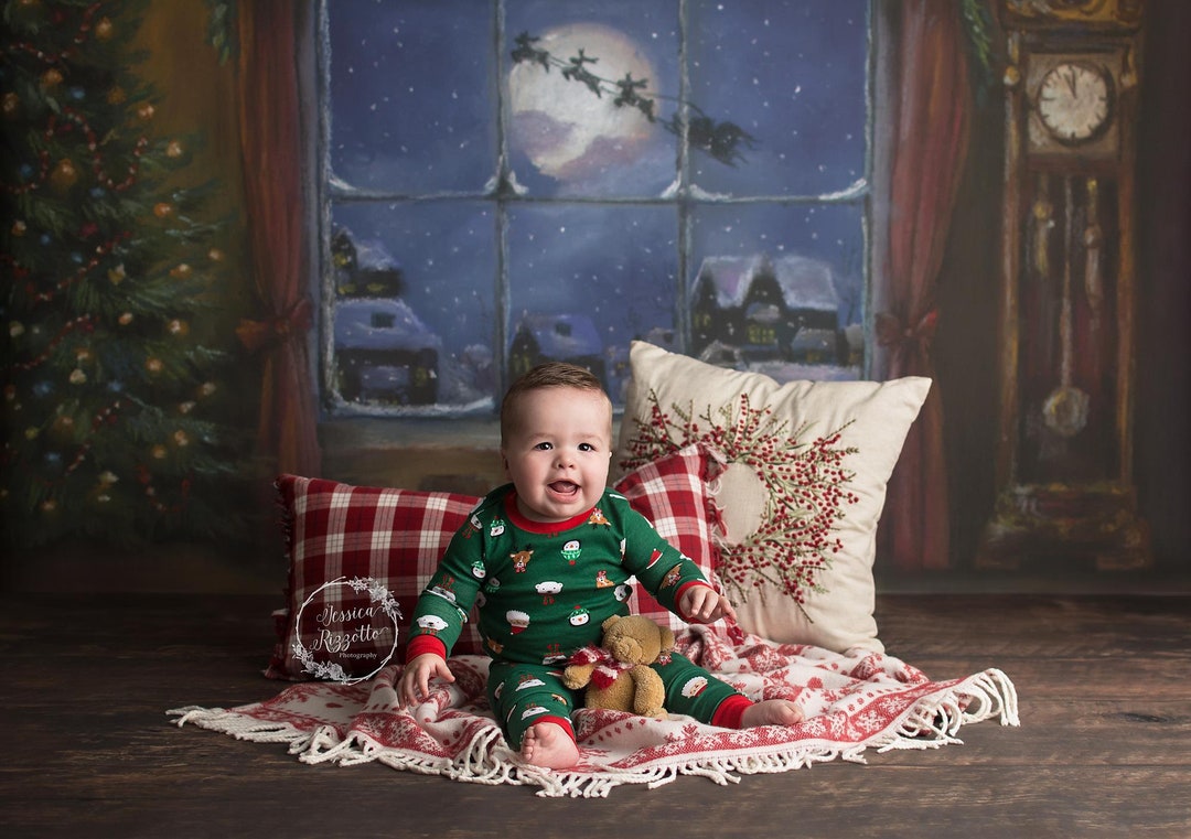 Yule - Printed Photography Backdrop - Christmas Scene Background ...