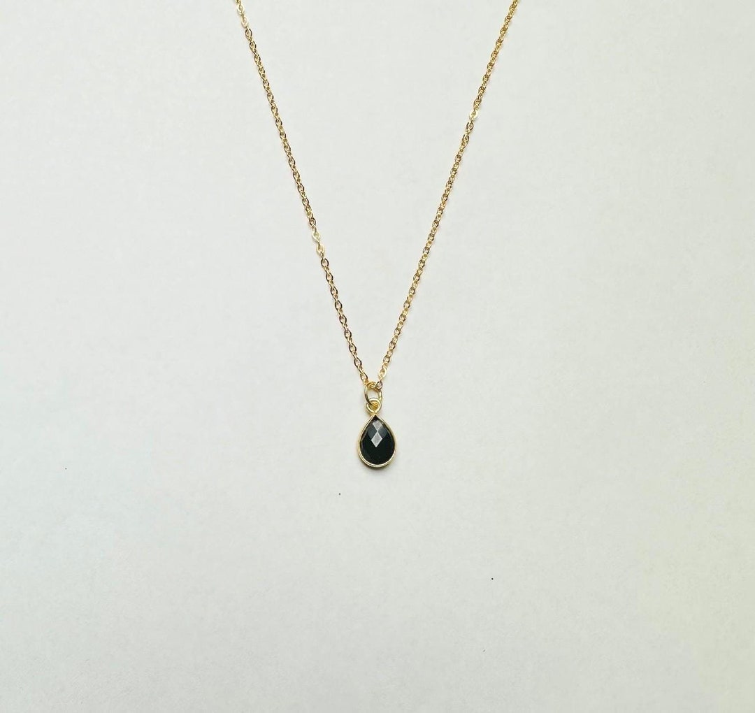 Small Black Onyx Teardrop Necklace: 14k Gold Filled, Bezel Set ...