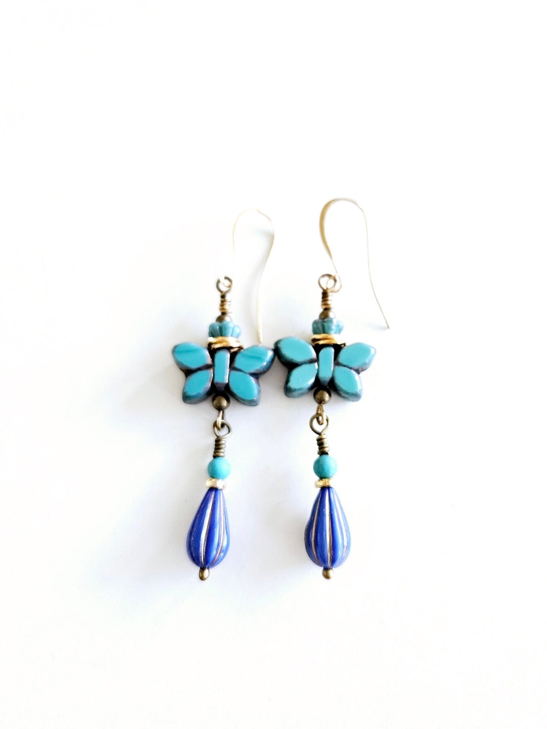 Turquoise and Cobalt Blue Butterfly Dangles Colorful Vibrant Gift for ...