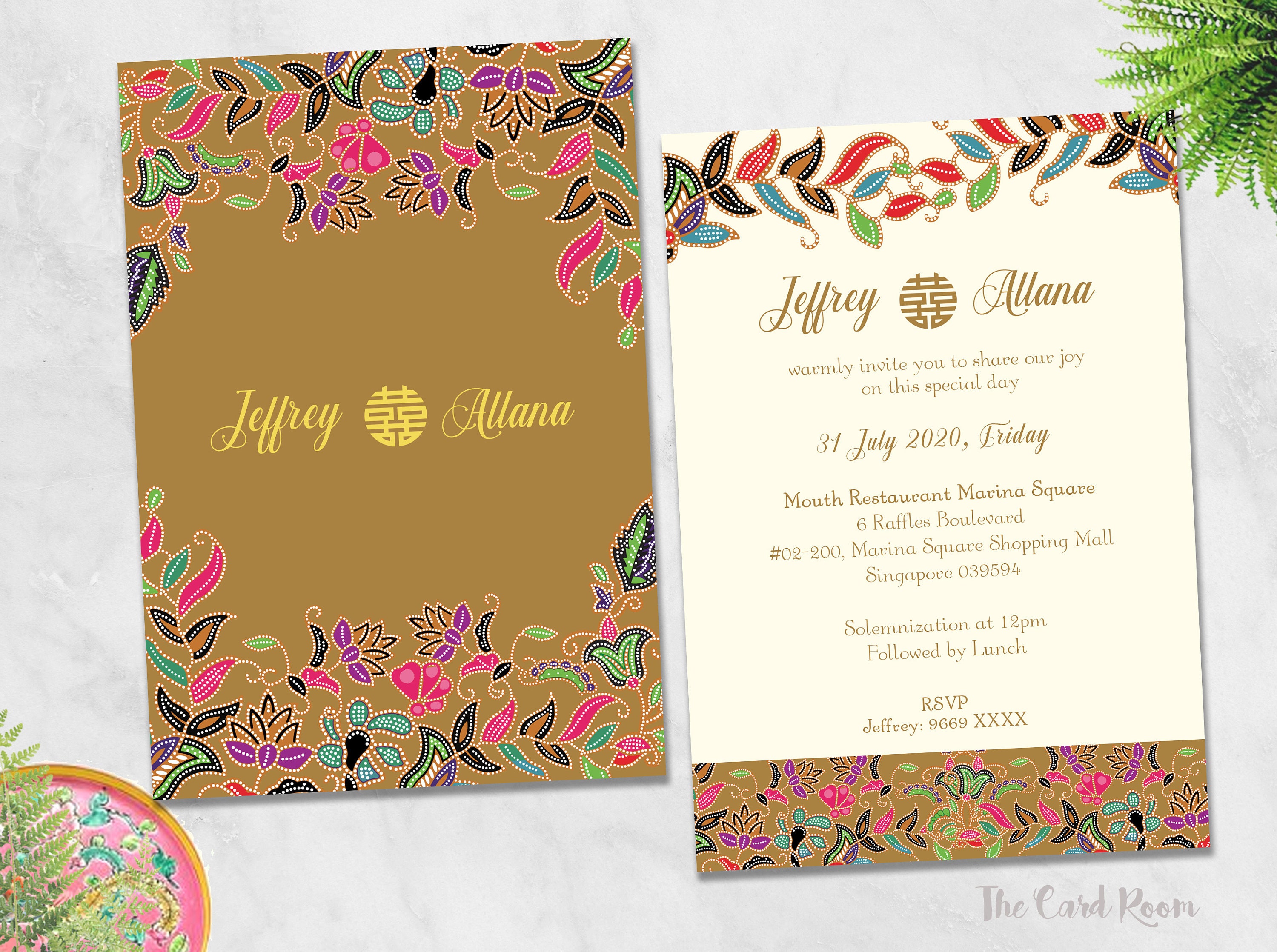 Printable Wedding Invitation | Peranakan | Florals | Double Happiness ...