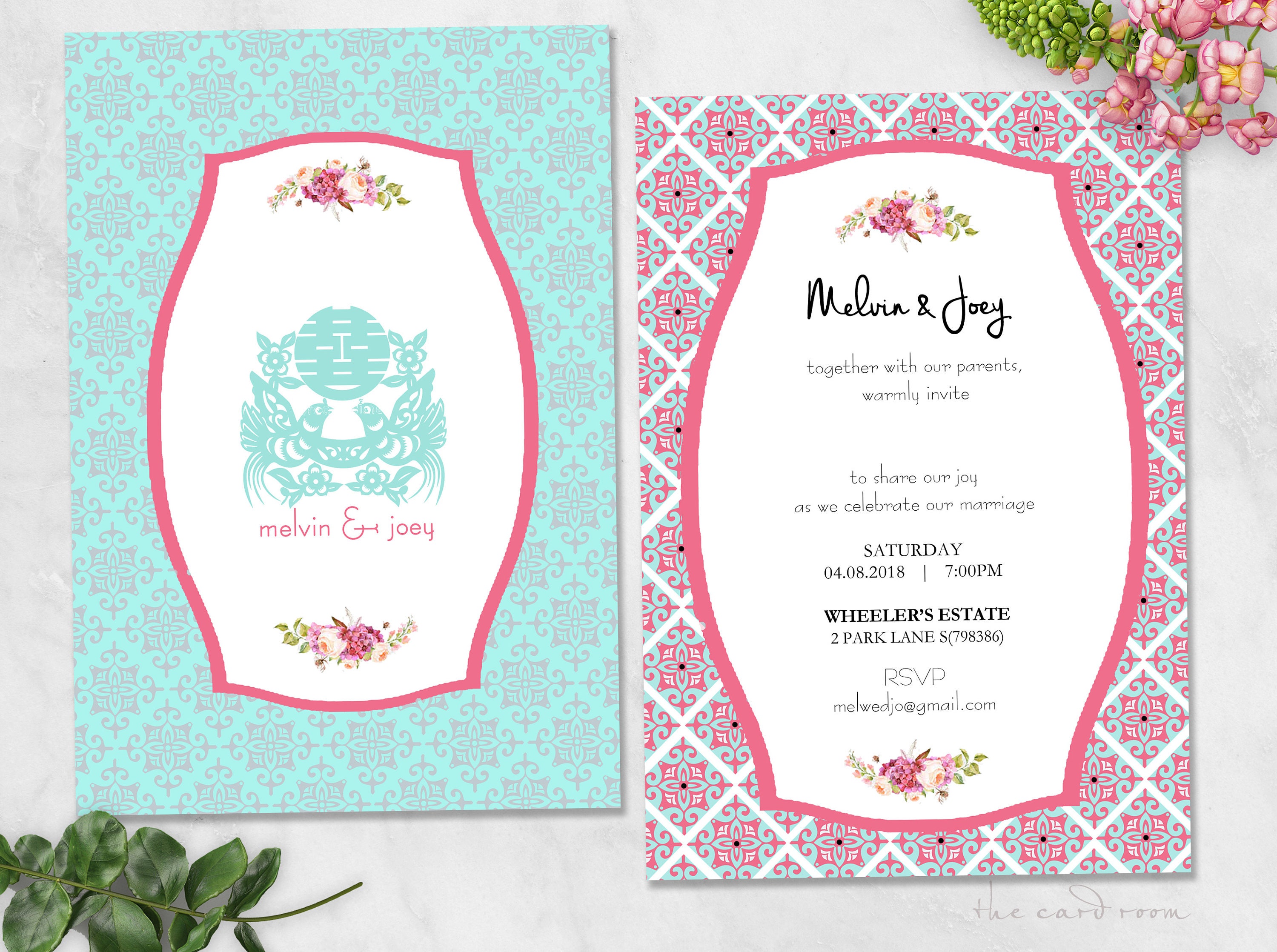 Printable Wedding Invitation | Peranakan | Patterns | Double Happiness ...