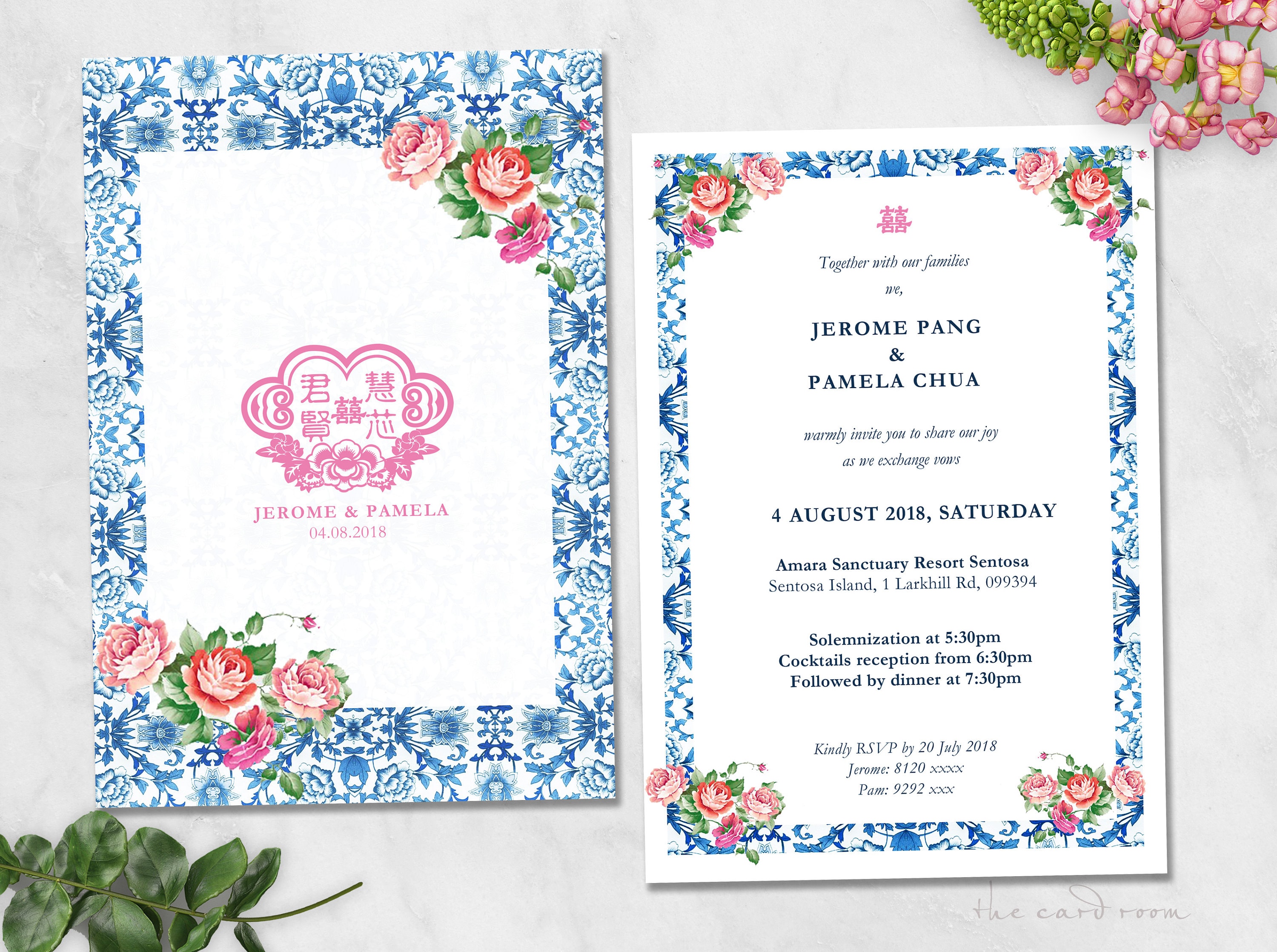 Printable Wedding Invitation | Peranakan | Peonies | Double Happiness ...