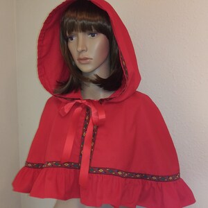 Red Riding Hood Cape With Ruffles Fingertip Length - Etsy