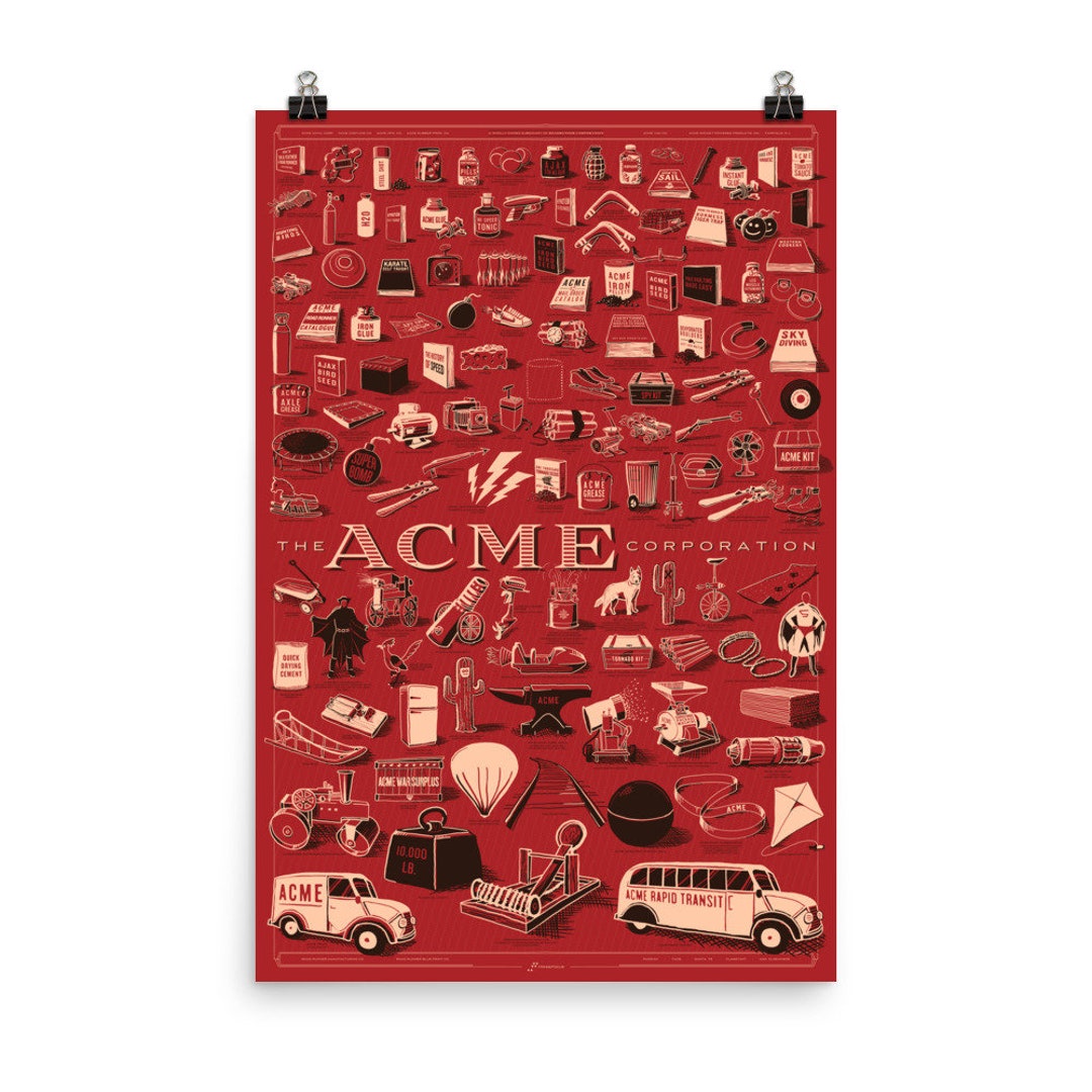ACME Corporation Poster: Every Gadget Ever, Cartoon Art Print - Etsy