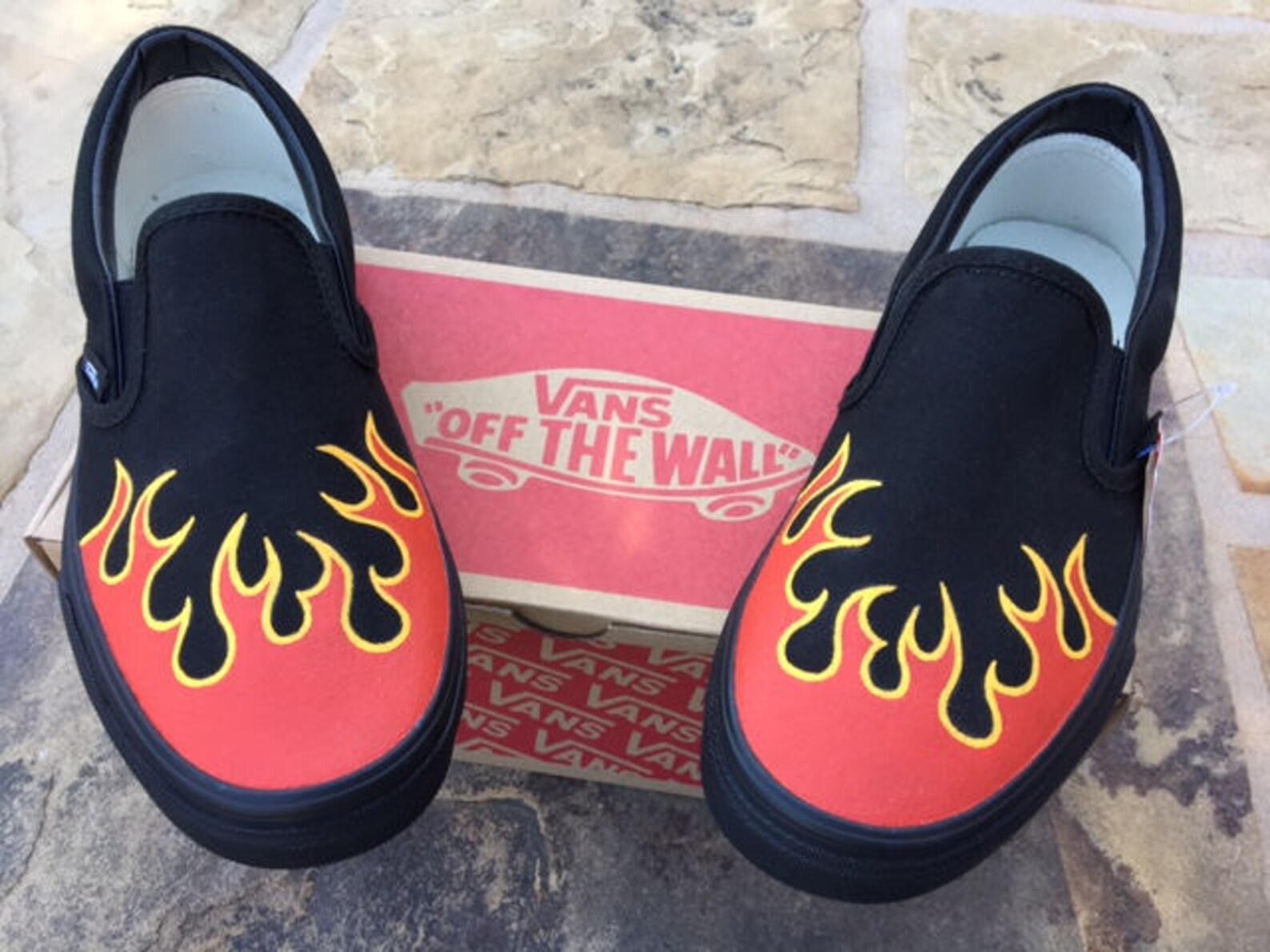 Hand Painted Shoes Flame Vans | Etsy