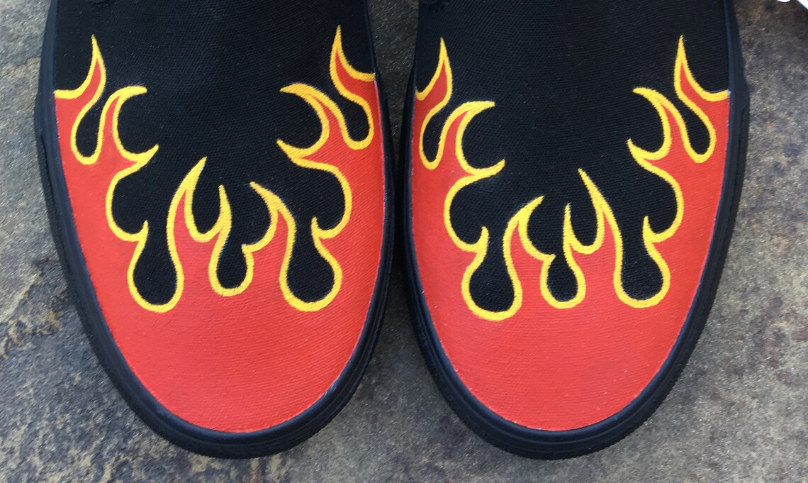Hand Painted Shoes Flame Vans | Etsy