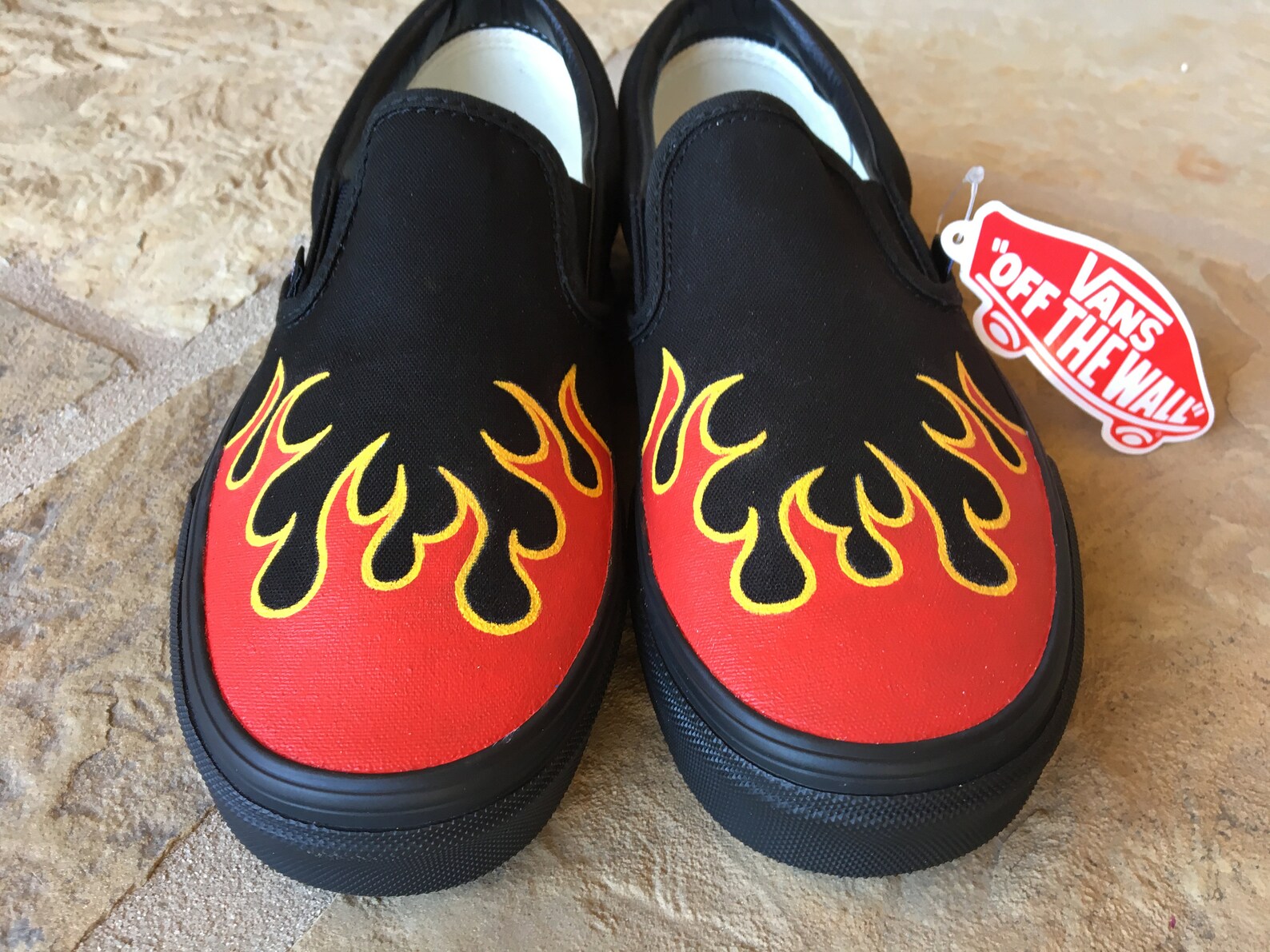 Hand Painted Shoes Flame Vans | Etsy