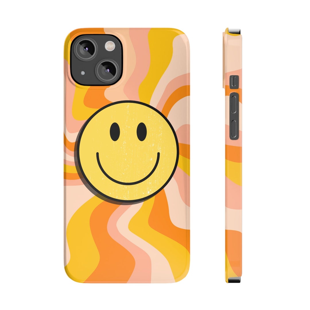 Yellow Groovy Smiley Face Slim Phone Case - Etsy