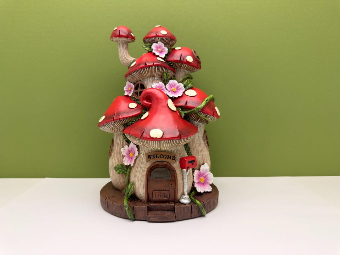 Fairy Garden Miniature LED Resin Toad Stool Mushroom Cluster House - Etsy