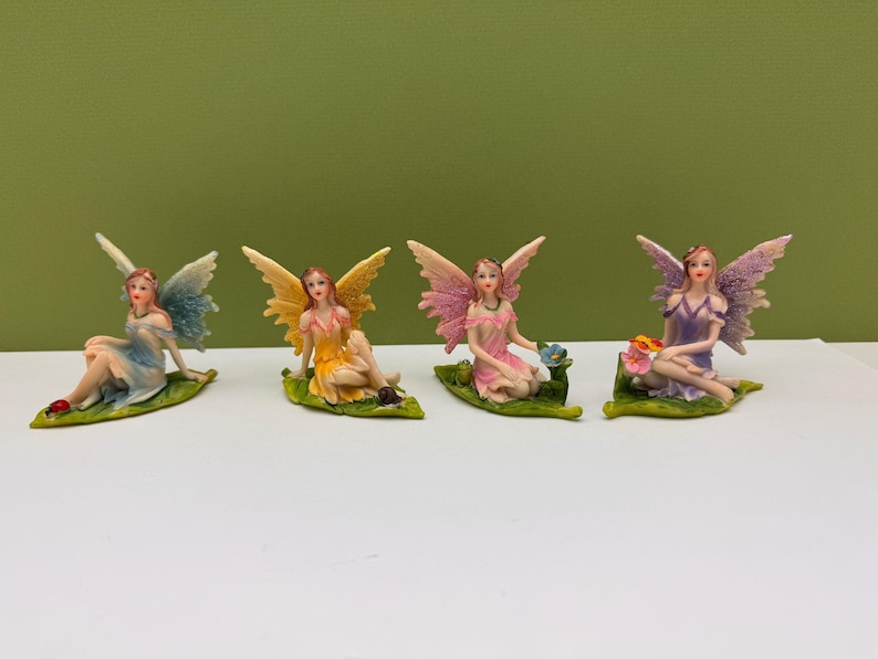 Fairy Garden Miniature Resin Fairies on Leaf - Etsy