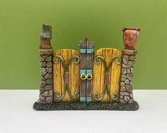 Miniature Hinged Wooden Gate With Stone Posts Fairy Garden Accessories ...