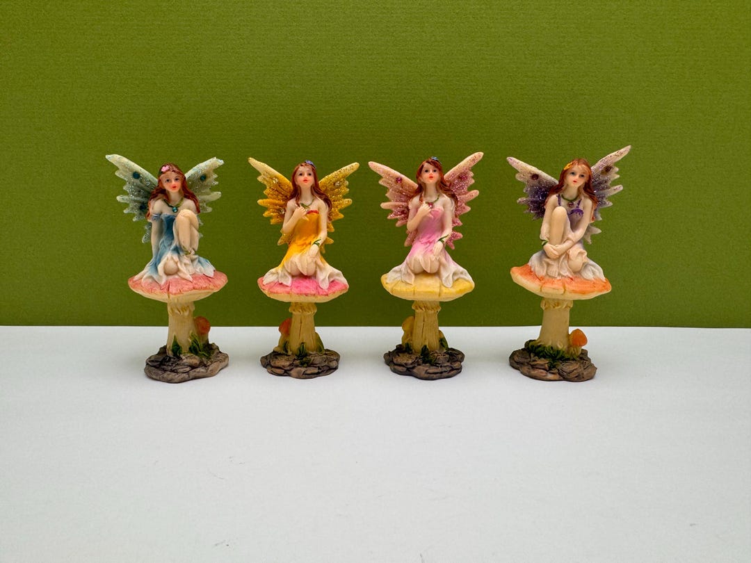 Fairy Garden Miniature Resin Fairies on Mushroom - Etsy