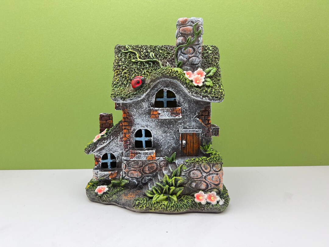 Fairy Garden Miniature Resin Solar Cottage House - Etsy