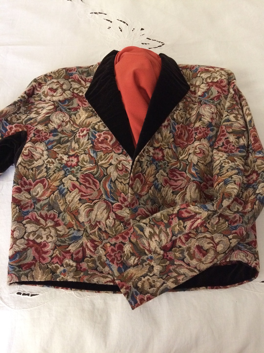 80s Floral Tapestry Jacket - Etsy