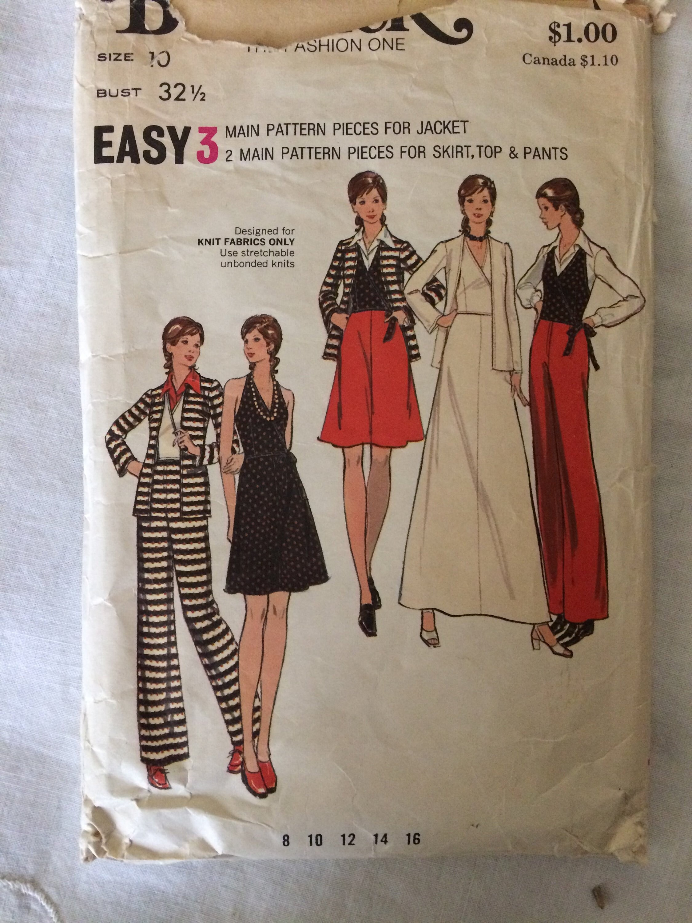 Sewing & Fiber Patterns 1980s Butterick Easy 3 Ensemble Pattern Sewing ...