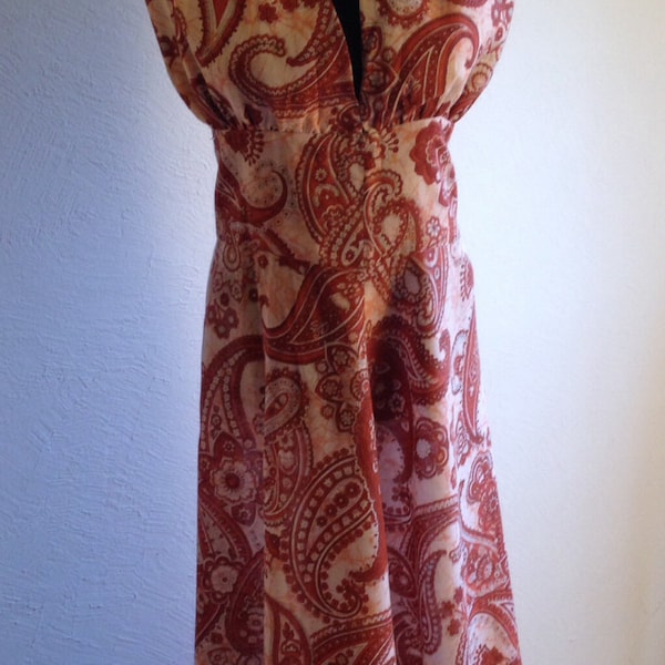 70s Paisley Dress - Etsy
