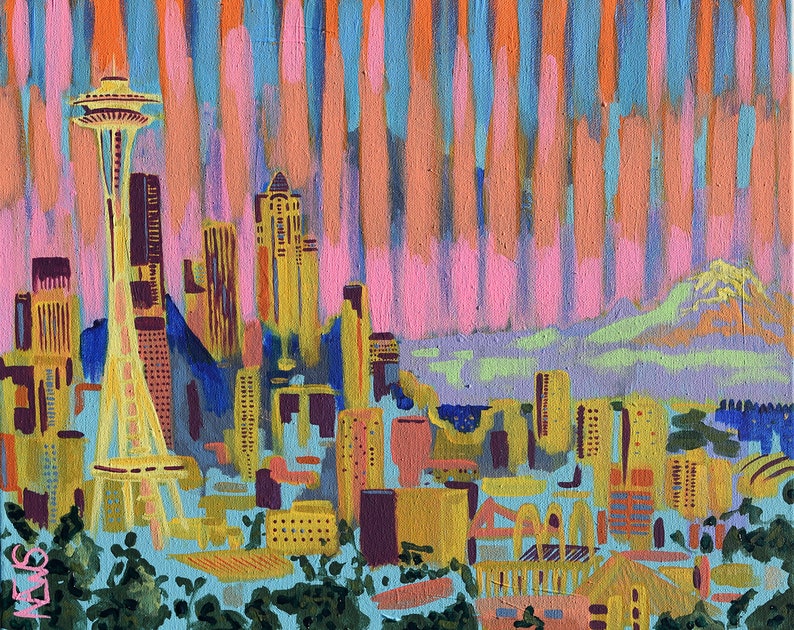 PRINT - Title: Seattle, Washington by Nicole Werner Stevens // Art ...