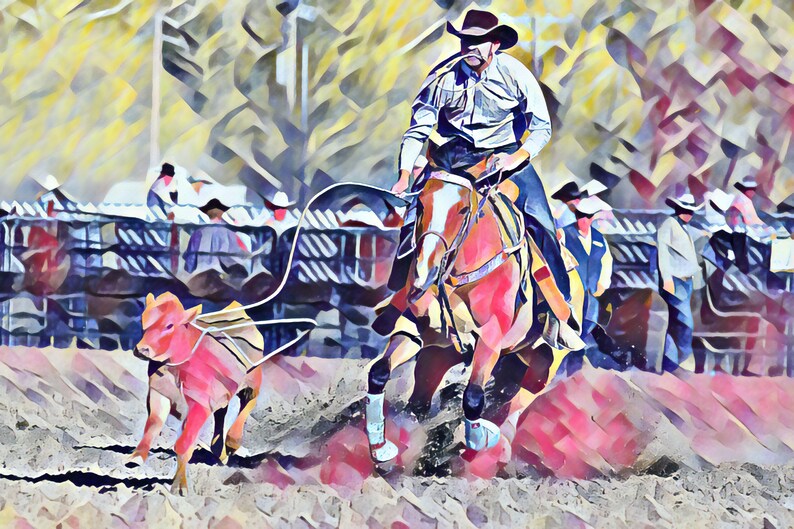 Calf Roping - the Rodeo Series - a Limited Signed and Numbered Print - Etsy