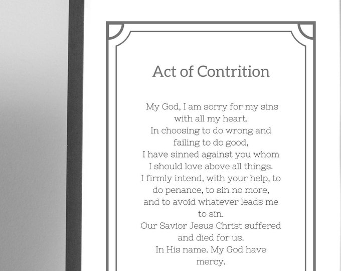Act of Contrition Printable Prayer Card, Instant Download, Prayer for ...