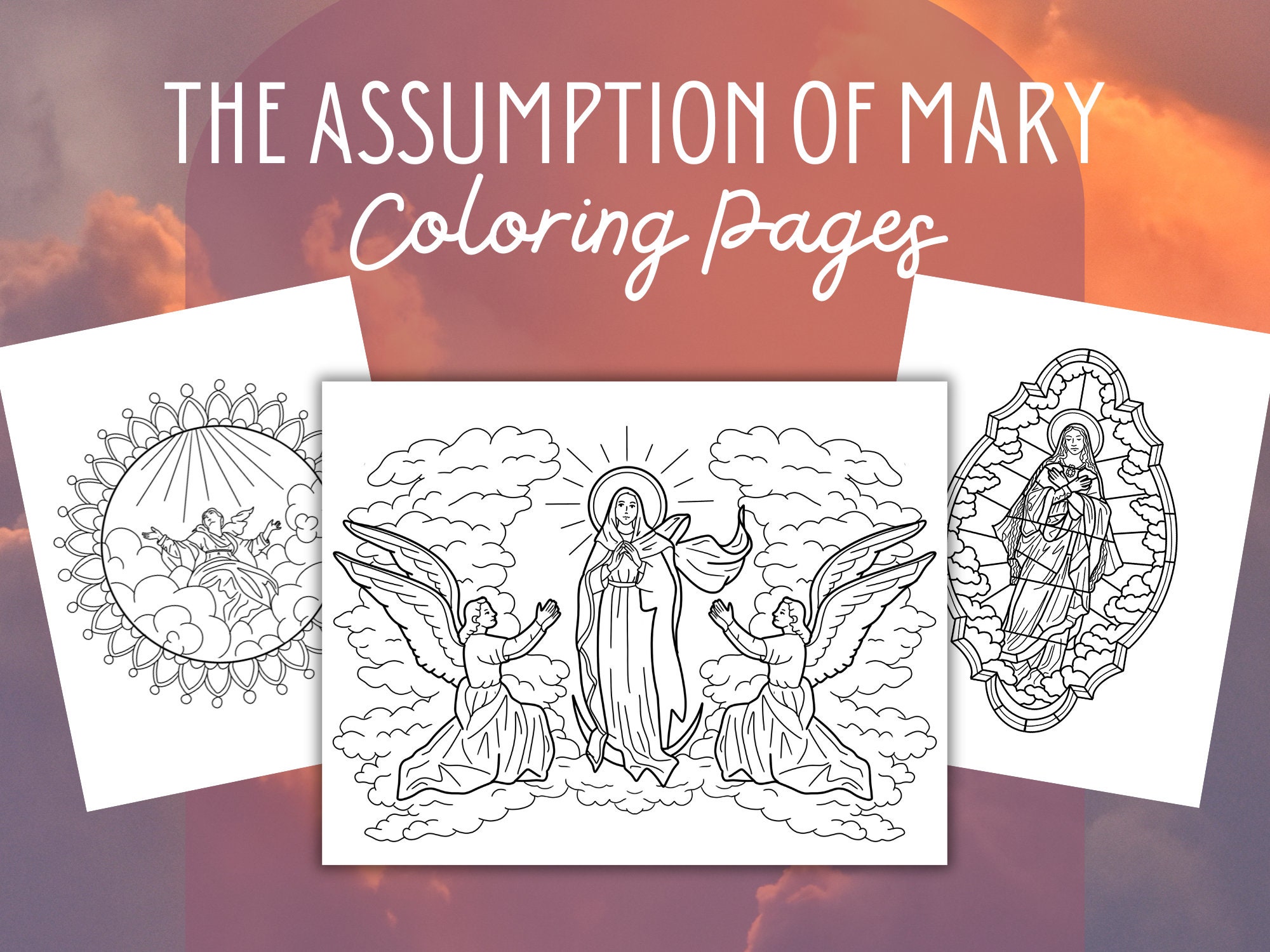 Assumption of Mary Coloring Pages Printable Catholic Coloring Pages ...
