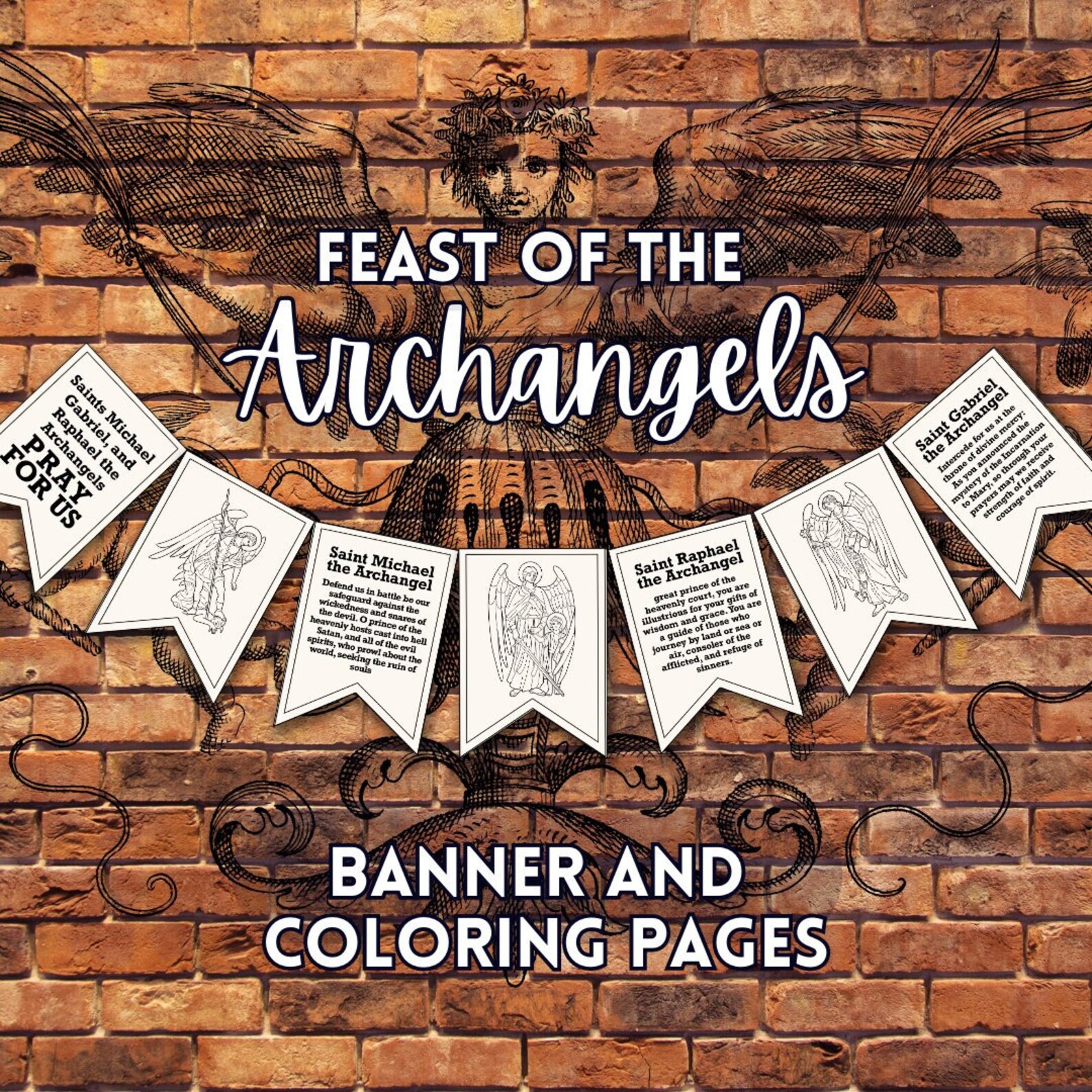 Feast of the Archangels Catholic Coloring for Kids and Adults Coloring ...