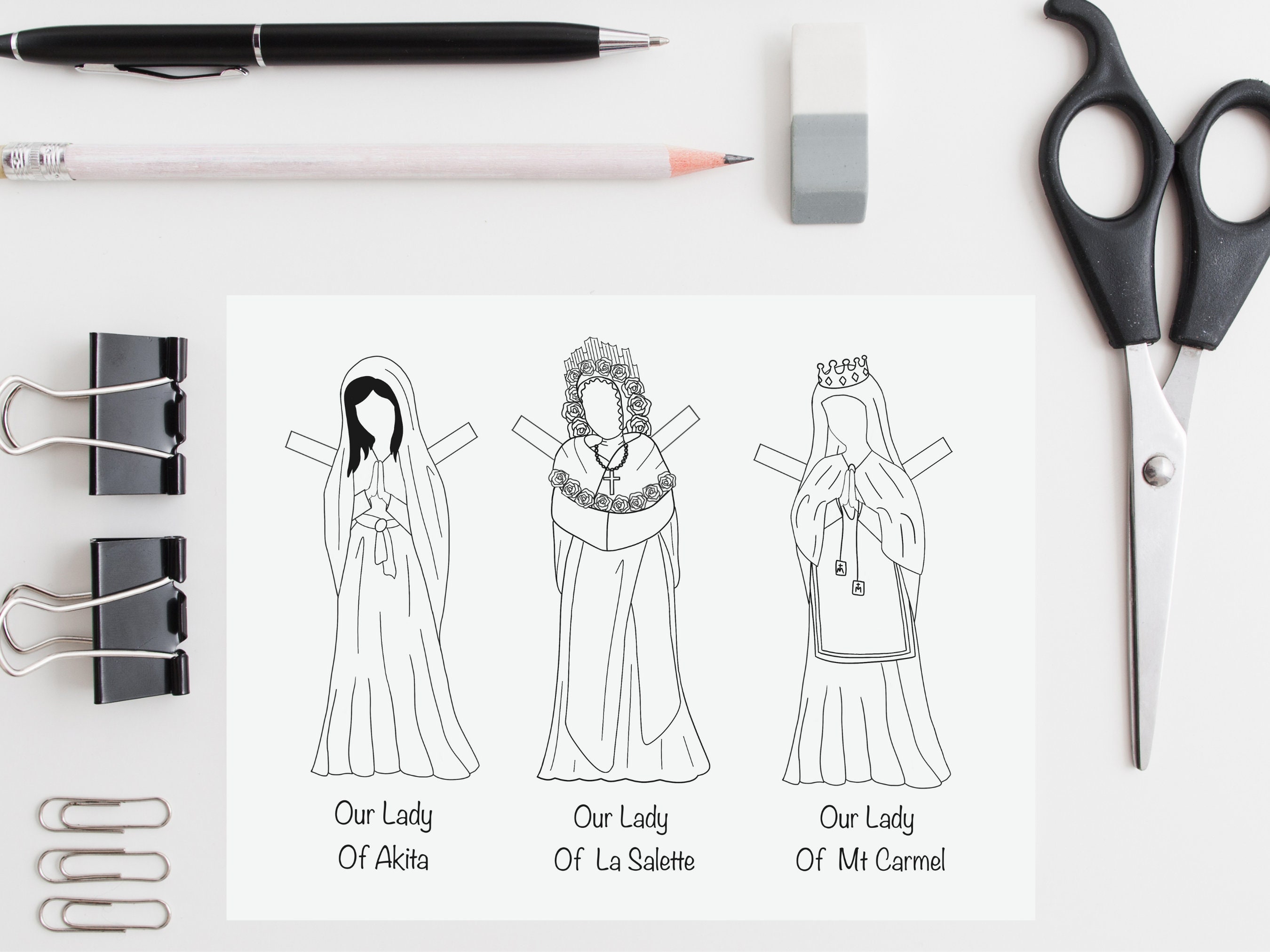 Mary Paper Doll imprimible para niños de escuela en casa imprimible ...