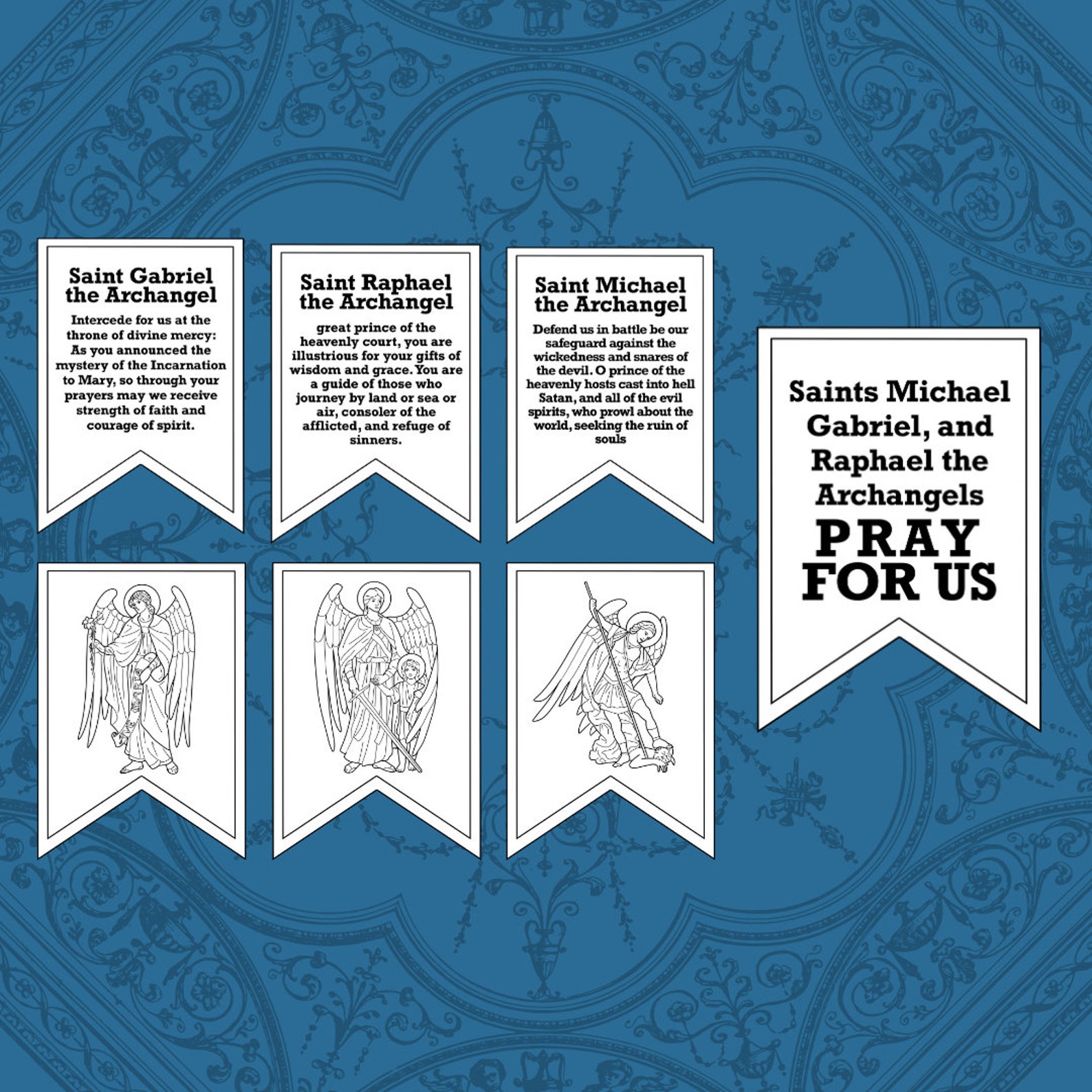 Feast of the Archangels Catholic Coloring for Kids and Adults Coloring ...