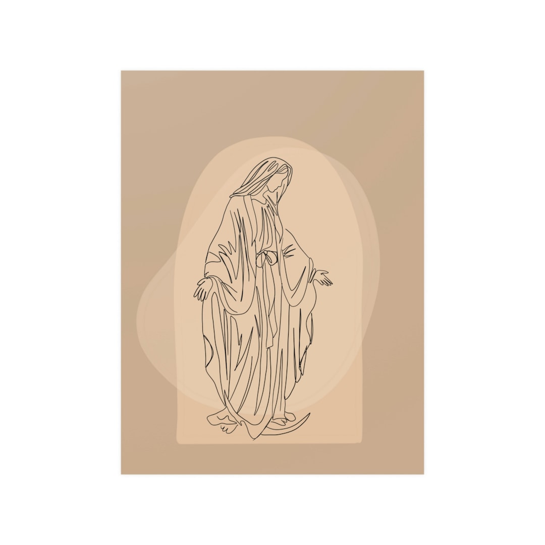 Virgin Mary Line Art Poster Print Catholic Home Decor Catholic Mama ...