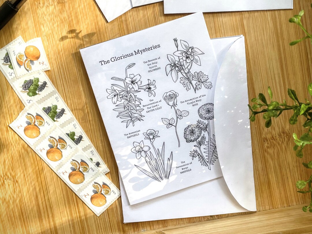 Printable Spiritual Bouquet Card Flowers of the Rosary Botanical ...