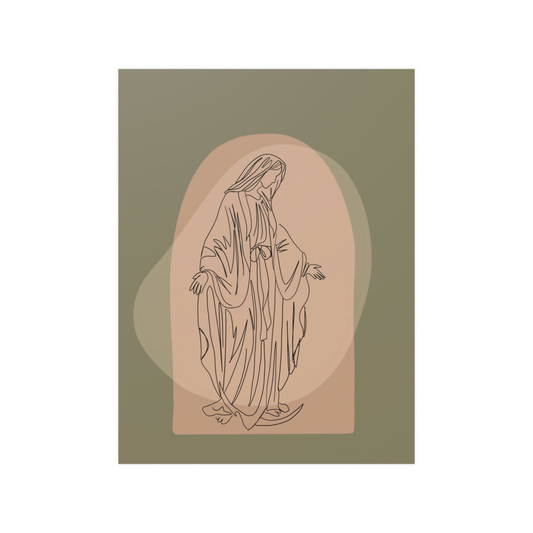 Virgin Mary Line Art Poster Print Catholic Home Decor Catholic Mama ...