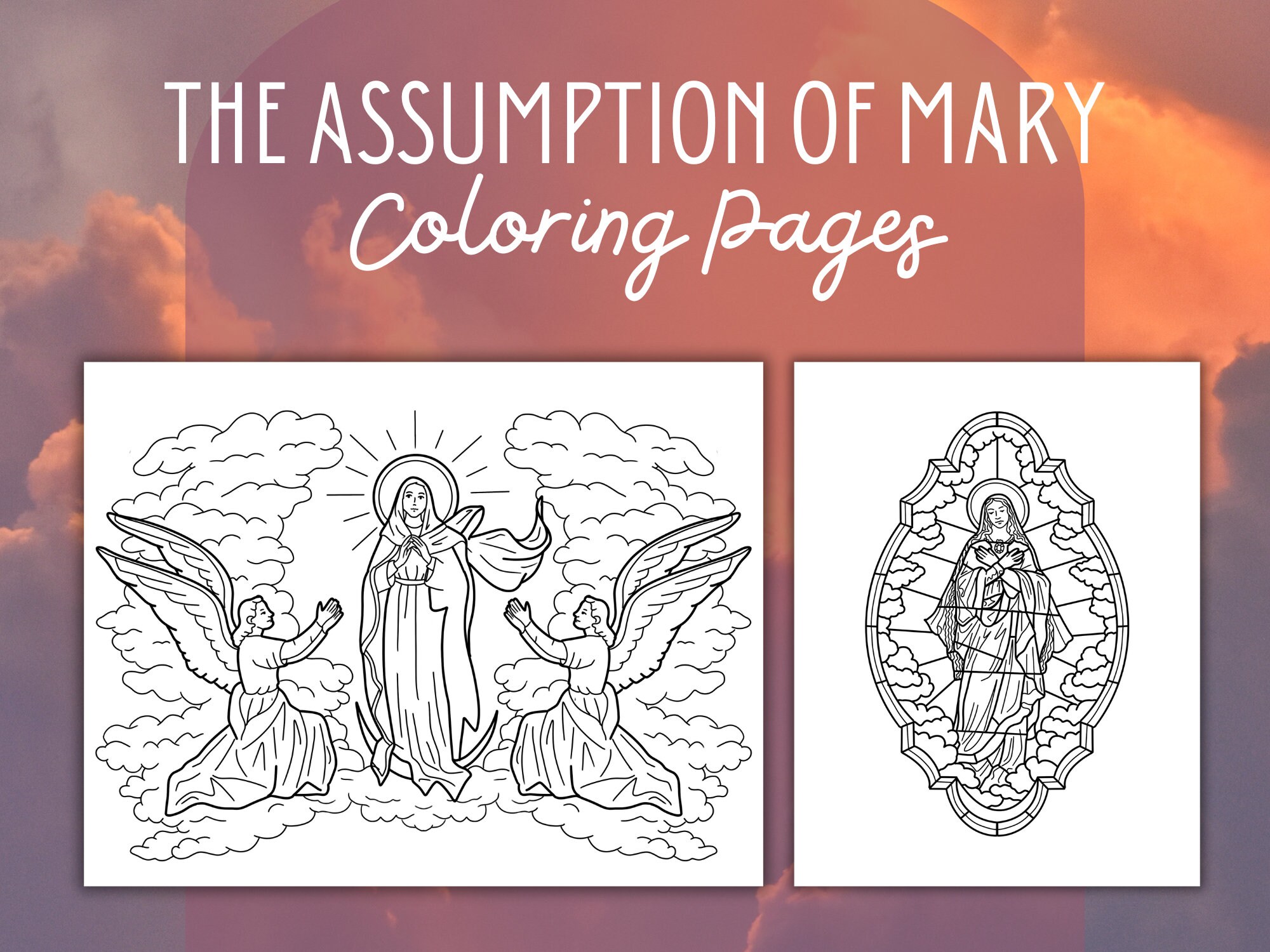 Assumption of Mary Coloring Pages Printable Catholic Coloring Pages ...