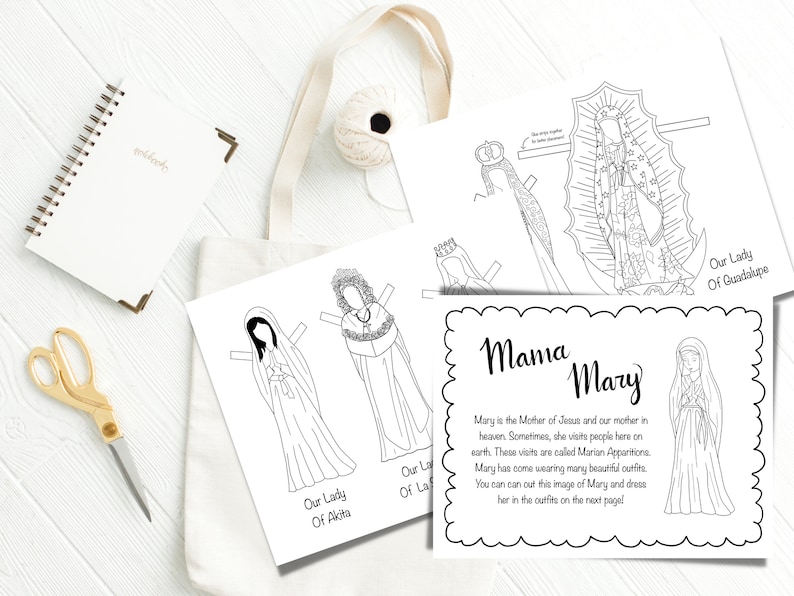 Mary Paper Doll Prinatble for Homeschool Kids Printable Marian ...