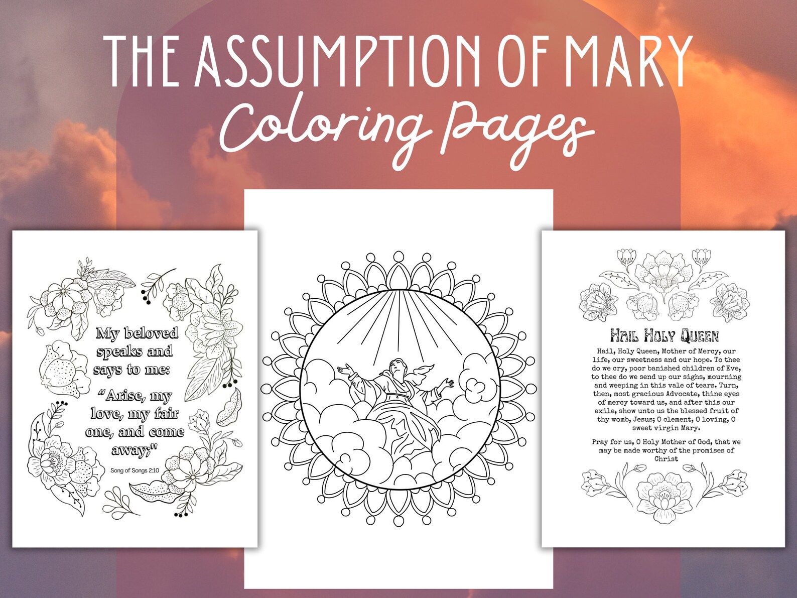 Assumption of Mary Coloring Pages Printable Catholic Coloring Pages ...