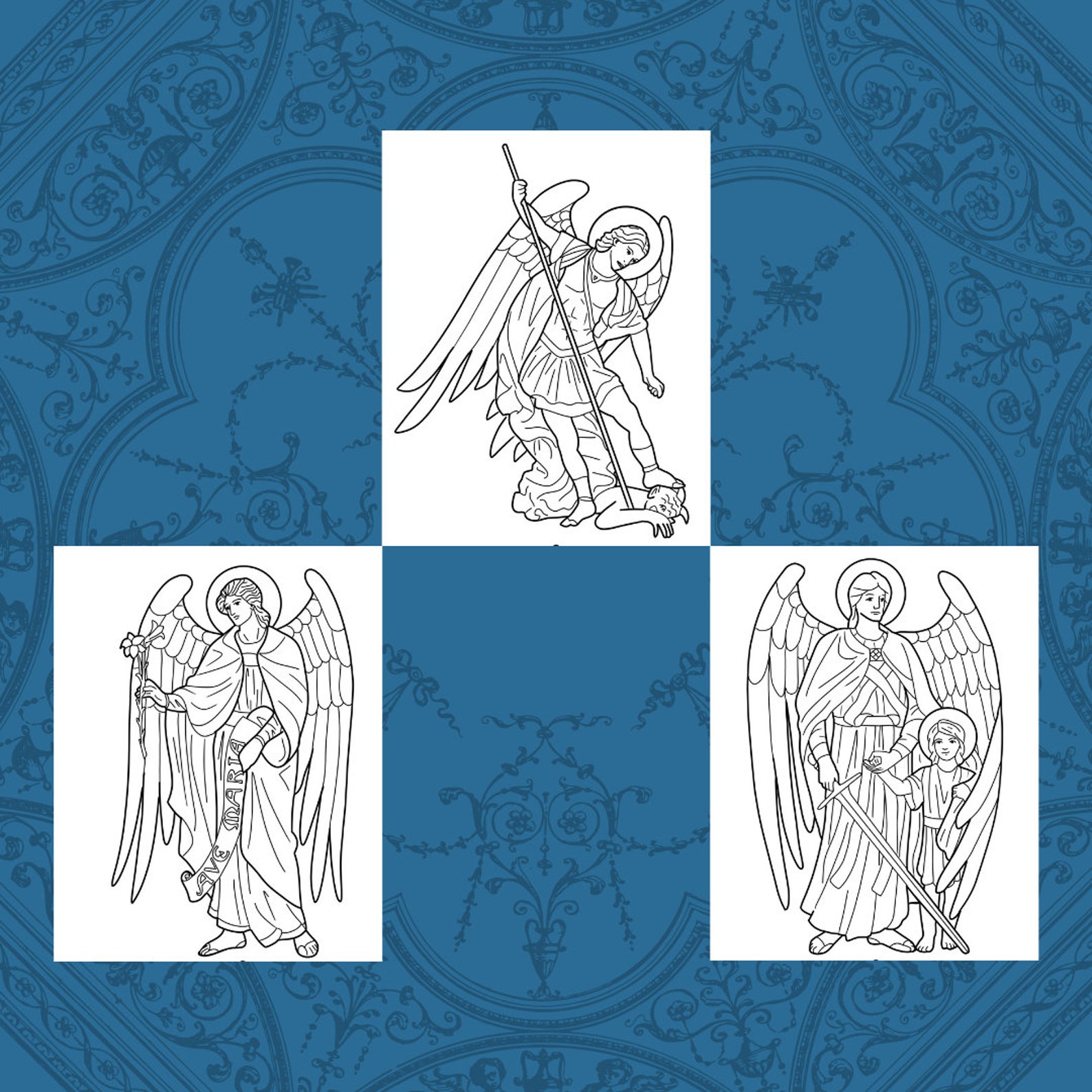 Feast of the Archangels Catholic Coloring for Kids and Adults Coloring ...