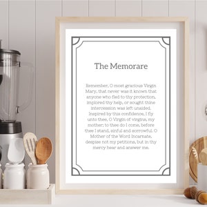 Memorare Prayer Card Memorare Print of Memorare Poster for Catholic ...