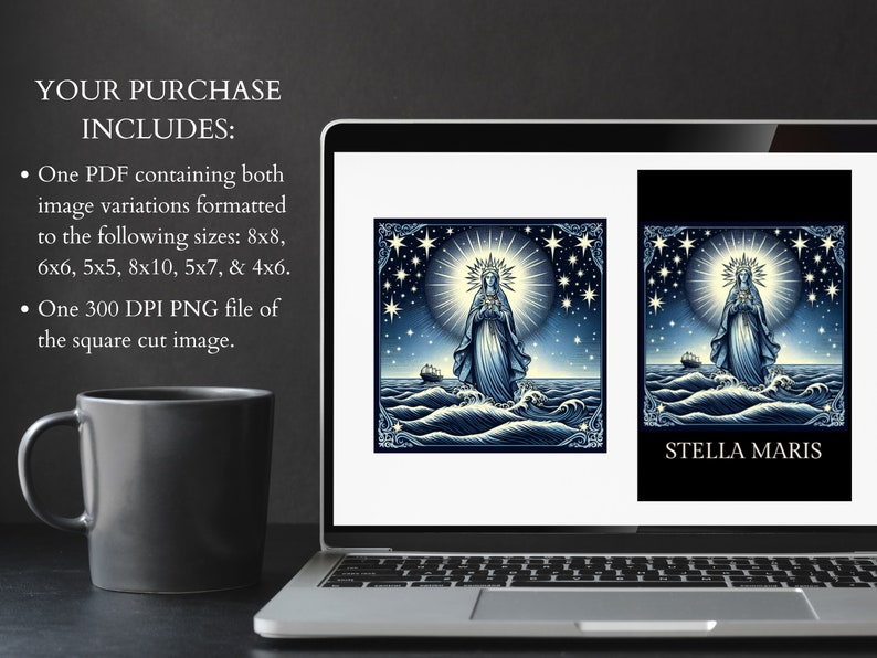 Stella Maris Art Digital Download of Virgin Mary PNG Wall Decor for ...