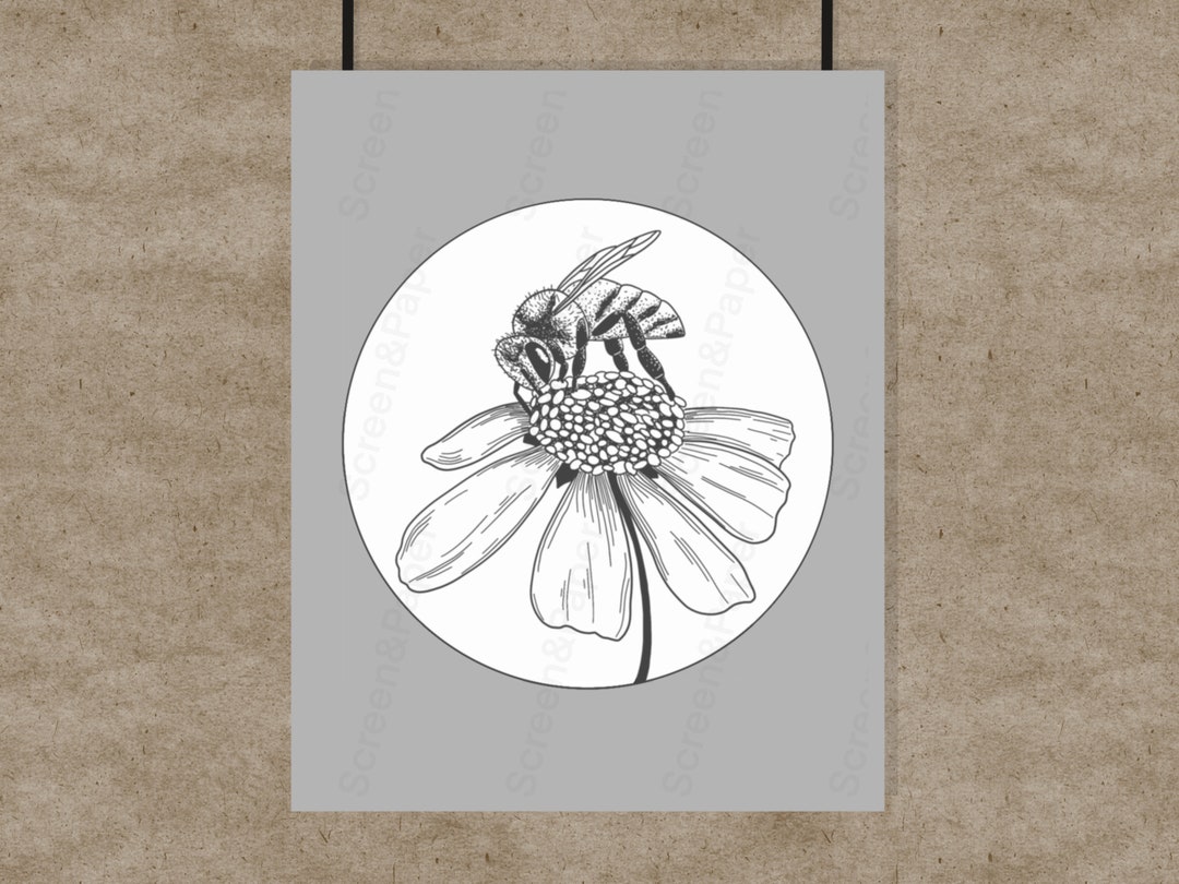 Bee Decor Honey Bee Gift Minimal Bee Wall Art for Bee Lover Gift Idea ...