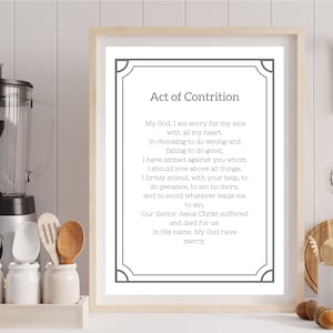 Act of Contrition Prayer Card for Confession Prayer Poster of Prayer of ...