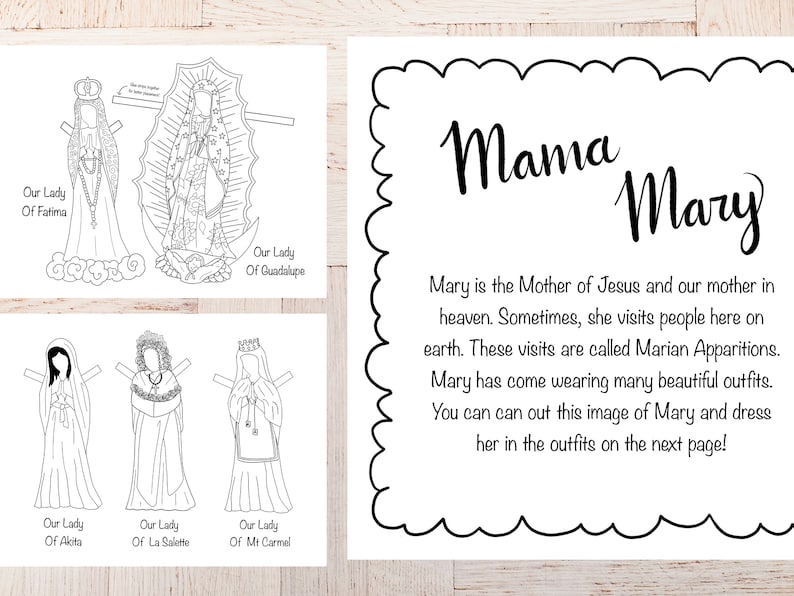 Mary Paper Doll Prinatble for Homeschool Kids Printable Marian ...