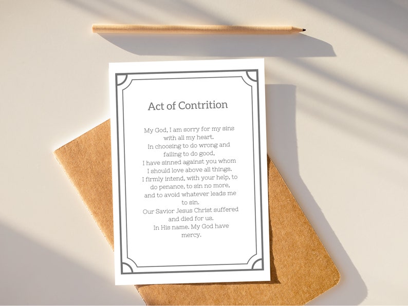 Act of Contrition Prayer Card for Confession Prayer Poster of Prayer of ...