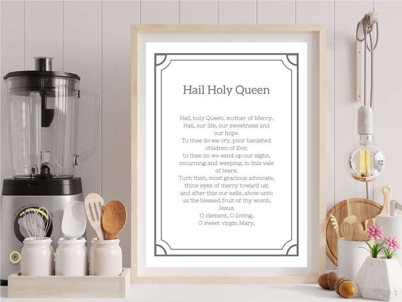 Hail Holy Queen Prayer Card of Hail Holy Queen Poster for Catholic ...