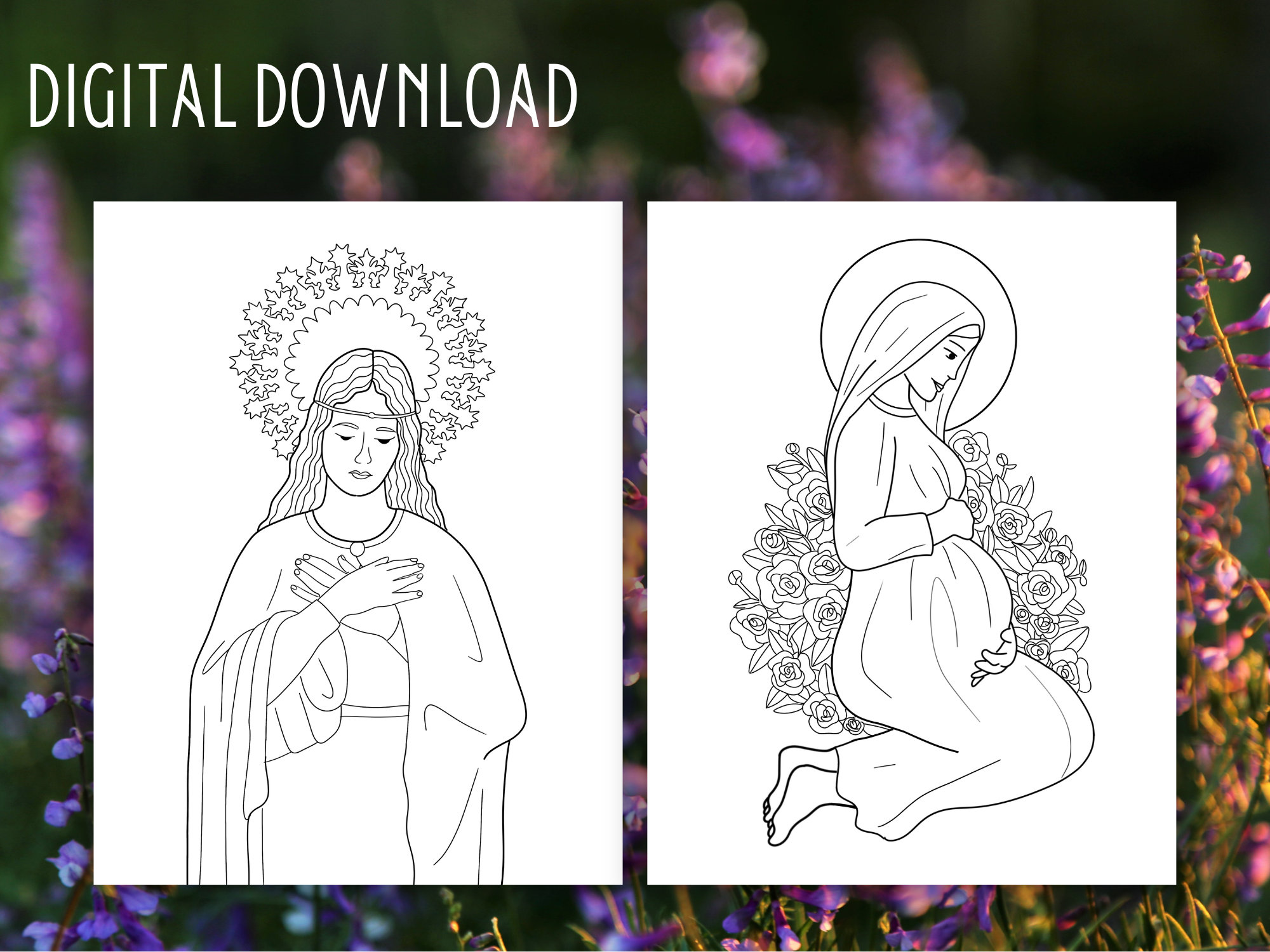 Mary Coloring Pages for Catholic Kids Projects for Homeschool Printable ...
