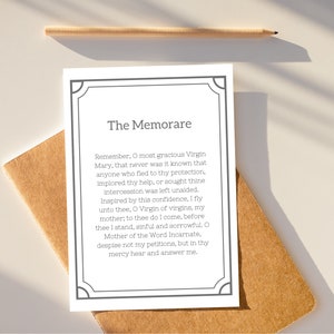 Memorare Prayer Card Memorare Print of Memorare Poster for Catholic ...