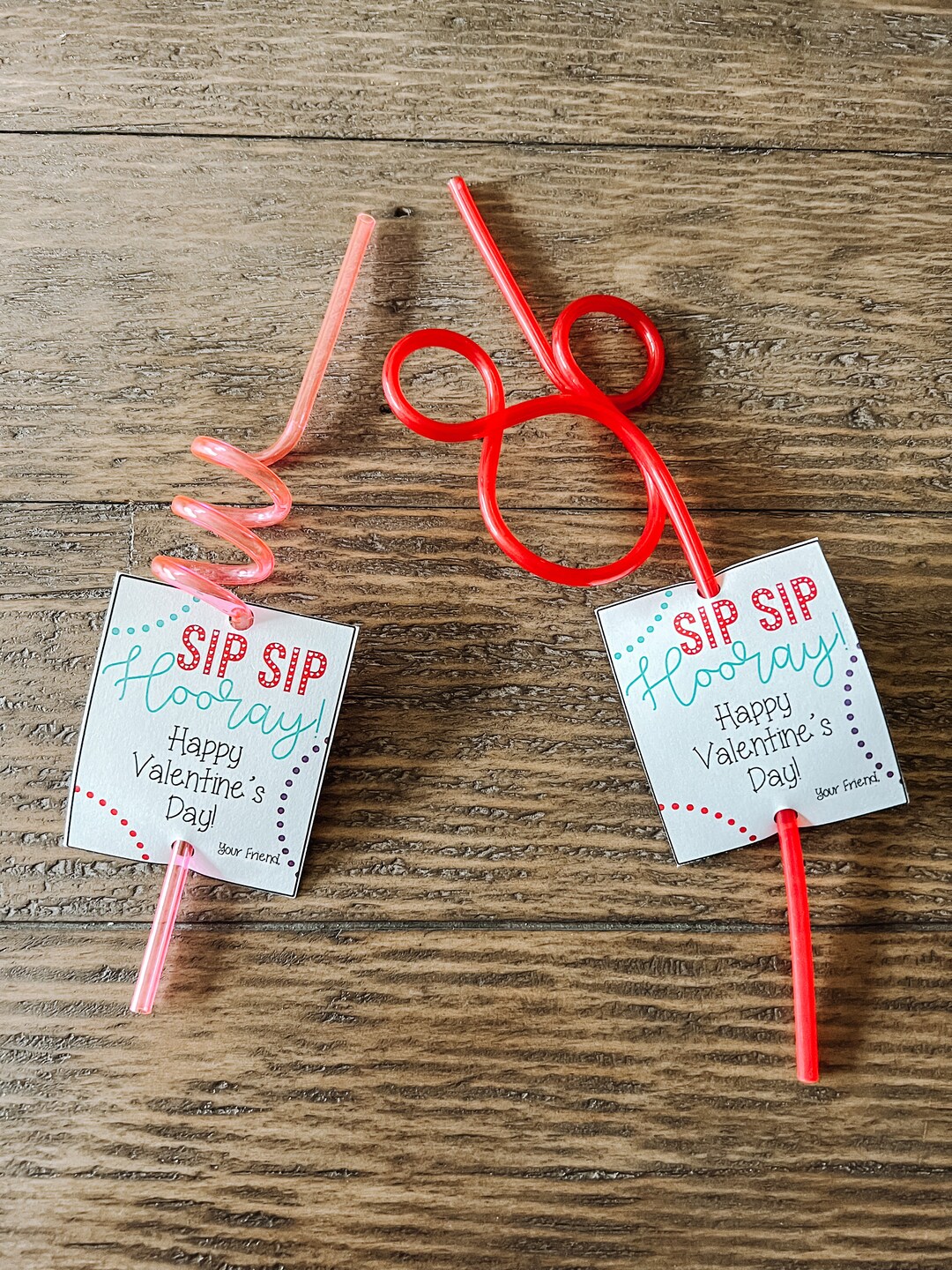 Crazy Straw Sip Sip Hooray Digital Printable Valentine Tags- Includes ...