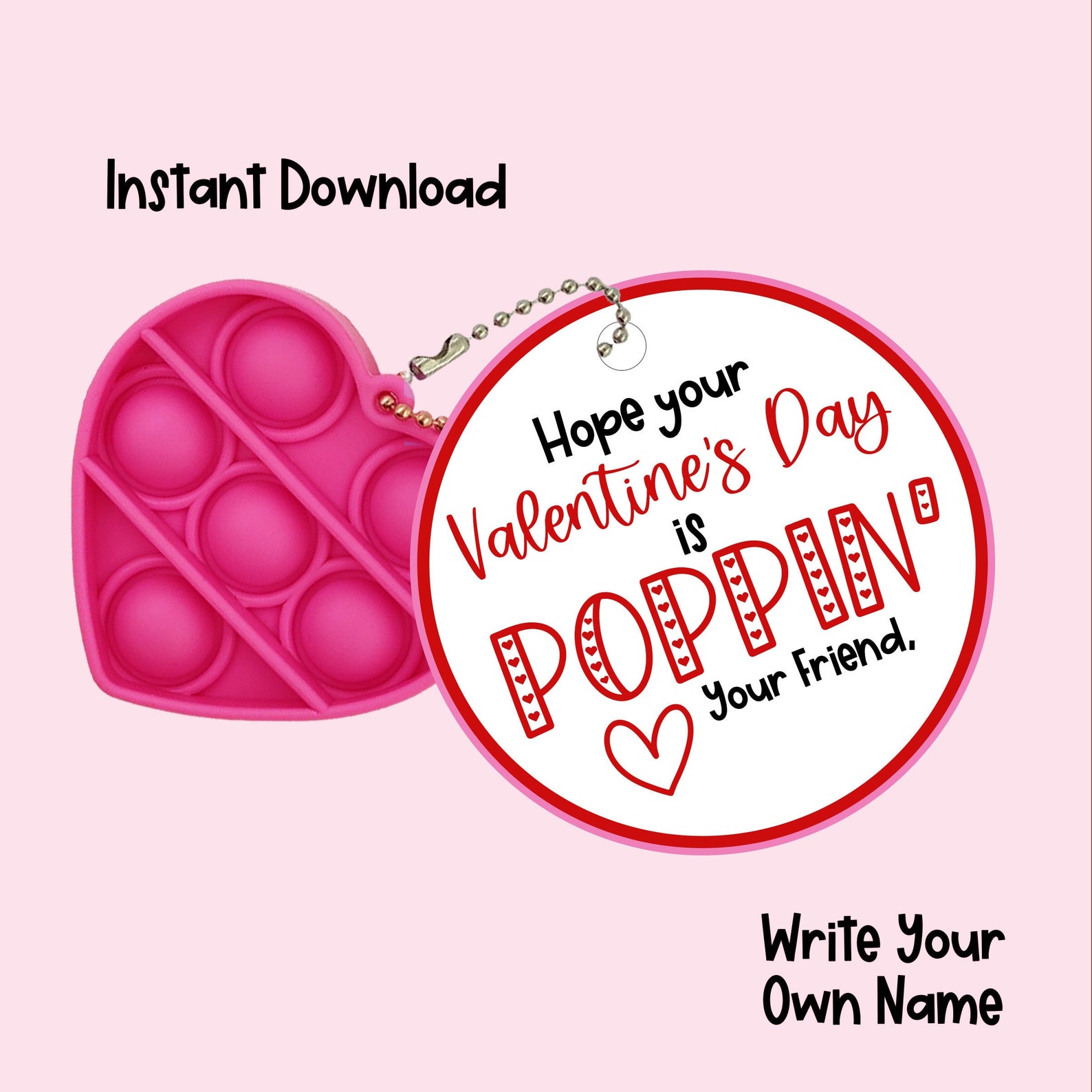 Hope Your Valentine’s Day is Poppin’ Digital Printable Pop It Valentine ...