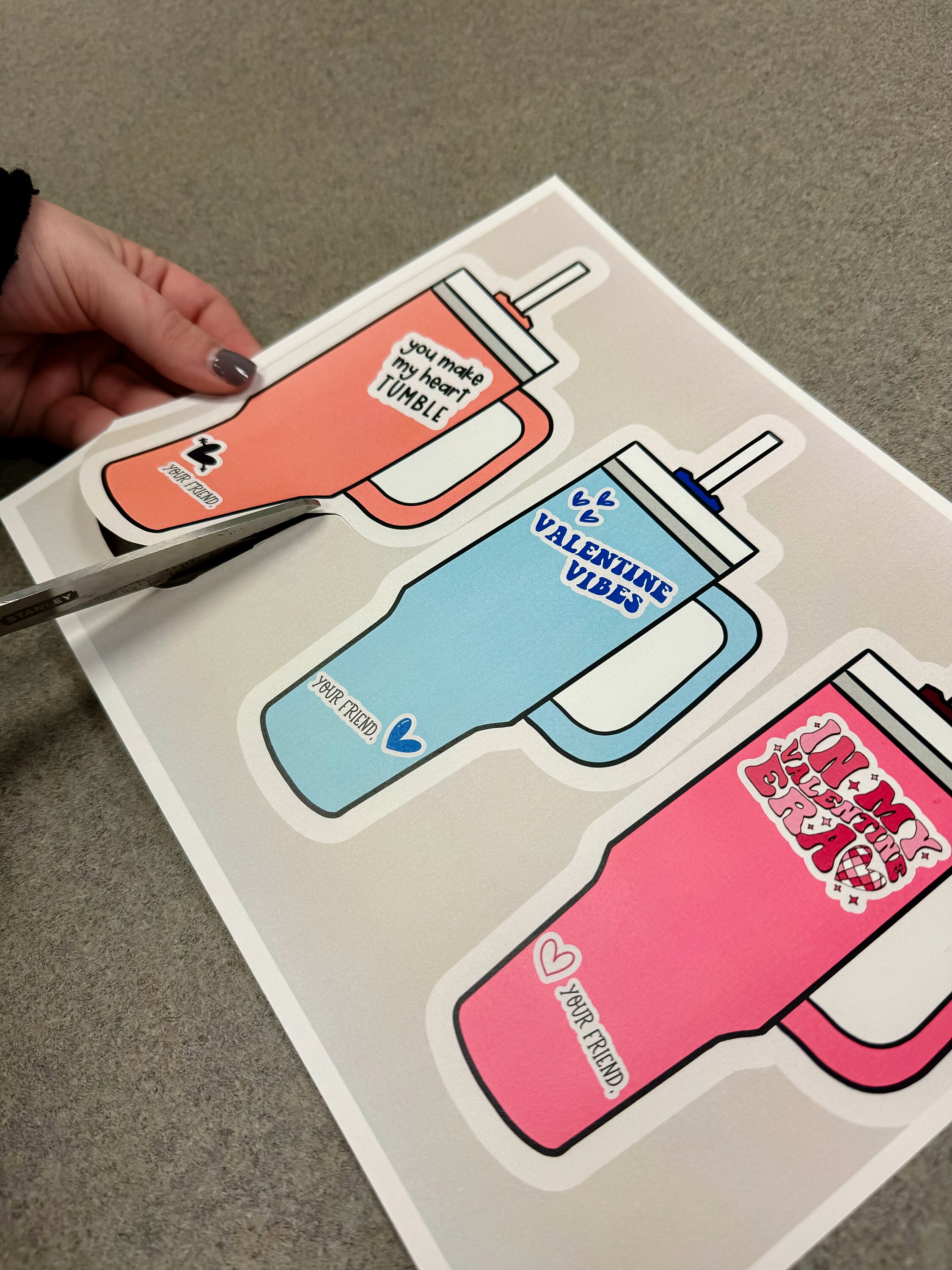 CUSTOM Stanley Tumbler Cup Inspired Valentine's Day Printable Valentine ...